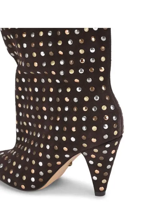 Kurt Geiger Lambeth Studded Slouchy Leather Knee High Boot