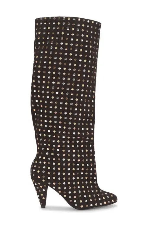 Kurt Geiger Lambeth Studded Slouchy Leather Knee High Boot - Open Brown