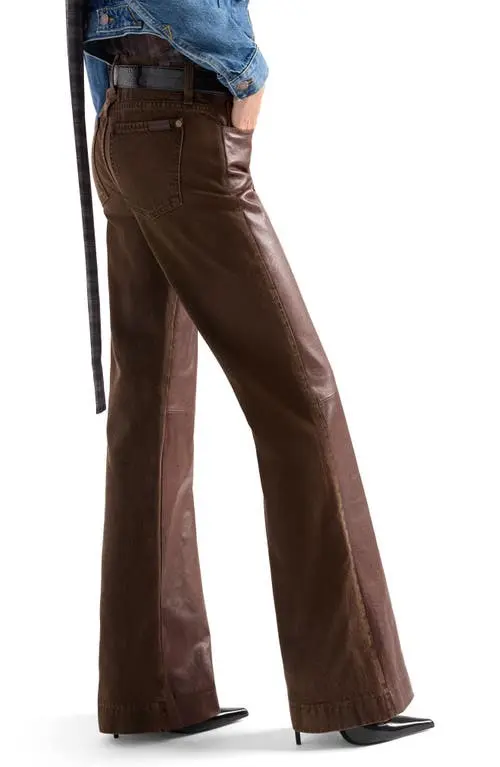 7 For All Mankind Dojo Coated Mid Rise Flare Jeans