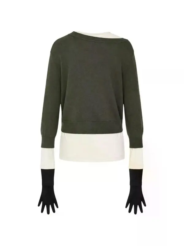 PUSHBUTTON Layered Glove-detail Sweater