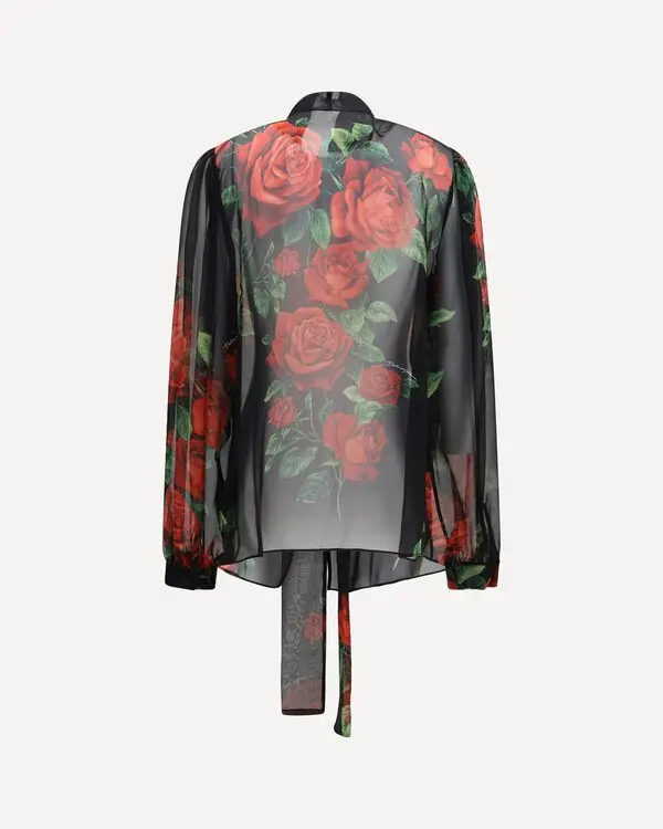 Dolce & Gabbana Rose Print Chiffon Blouse