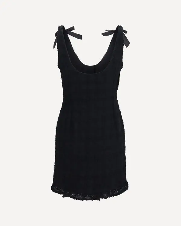 Alessandra Rich Checked Bouclé Tweed Mni Dress With Bows