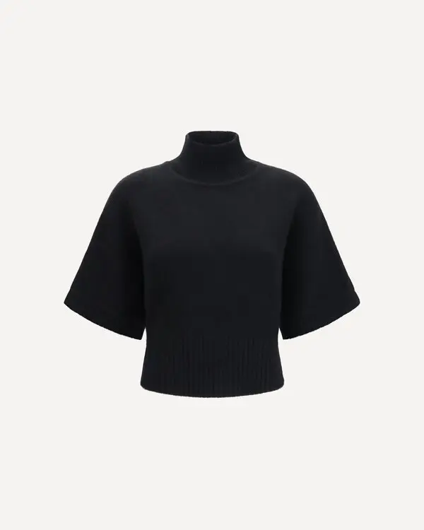 Alaïa Cropped Cashmere Turtleneck Sweater - Black