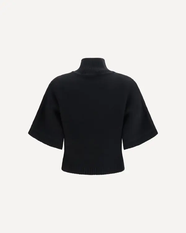 Alaïa Cropped Cashmere Turtleneck Sweater - Black