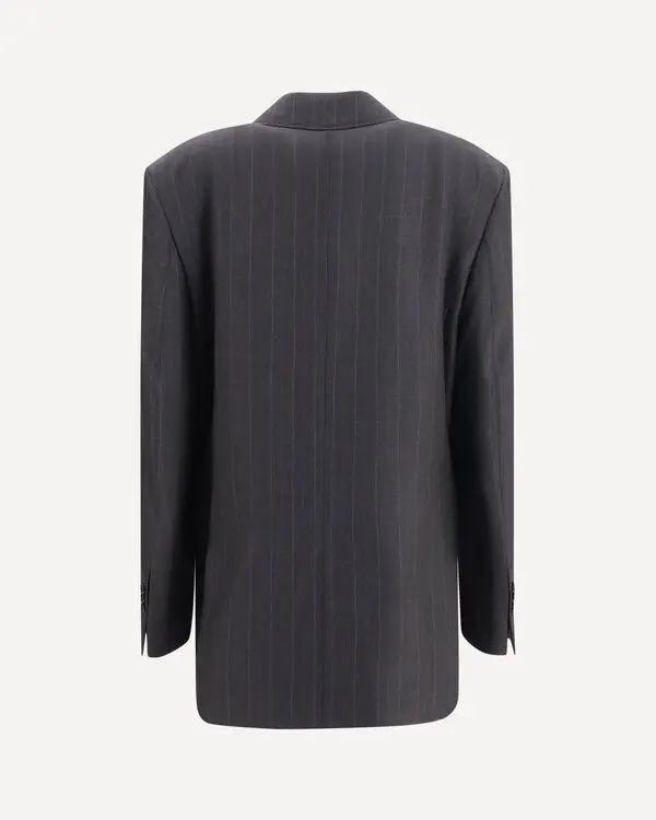 AMI Paris Striped Wool Double Breasted Blazer