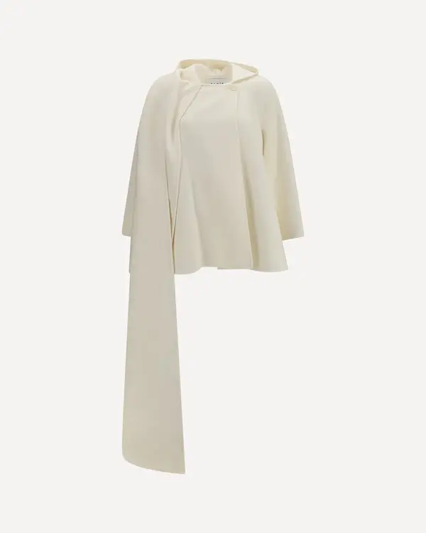 Alaïa Wool Coat With Scarf - White