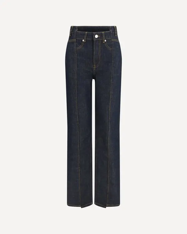 GANNI Slub Denim Fold Jeans
