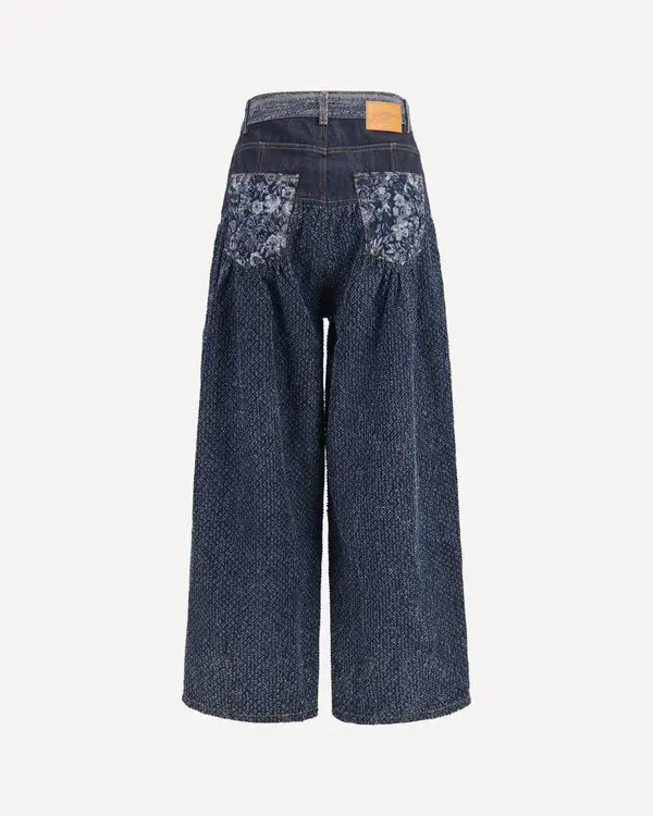 GANNI Embroidered Corset Balloon Jeans - Blue
