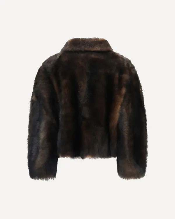 Brunello Cucinelli Soft Shearling Jacket With Shiny Zipper Pull - Brown