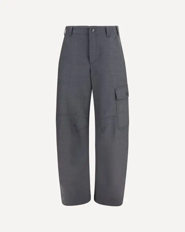 Brunello Cucinelli Barrel Cargo Pants In Virgin Wool Twill With Monile