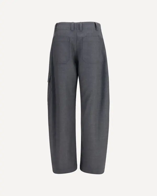 Brunello Cucinelli Barrel Cargo Pants In Virgin Wool Twill With Monile