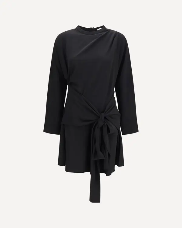 GANNI Draped-knot Crepe Mini Dress