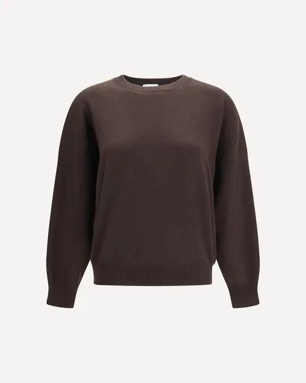Brunello Cucinelli Cashmere Sweater With Monii Chain Femae - Brown