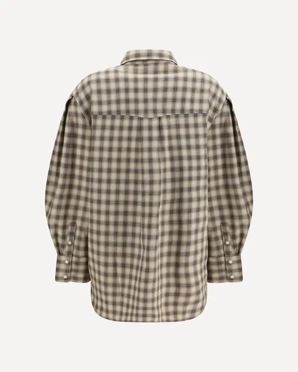 GANNI Check Fannel Shirt - Beige