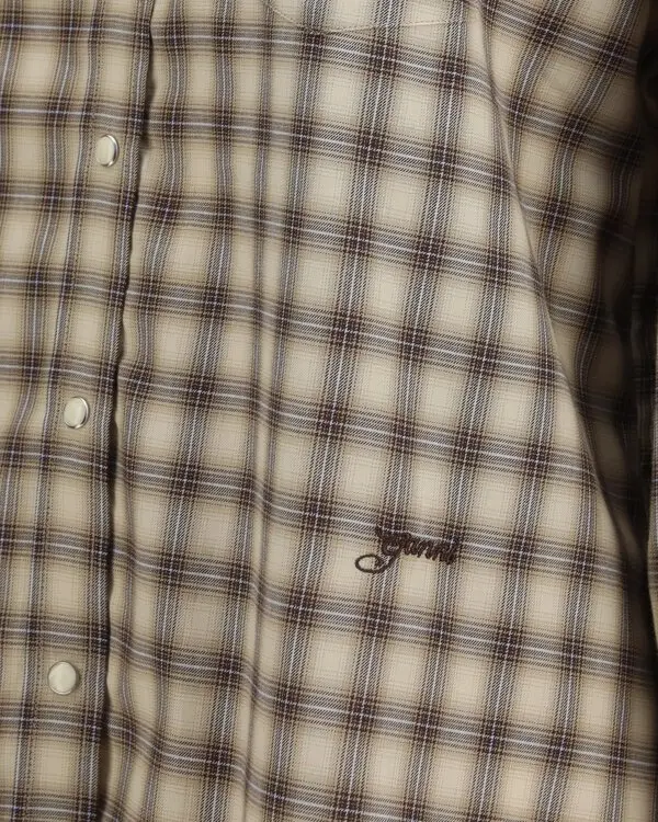 GANNI Check Fannel Shirt - Beige