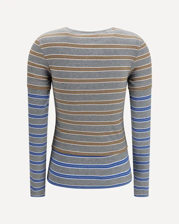 GANNI Double-sleeve Striped Cotton T-shirt Feale