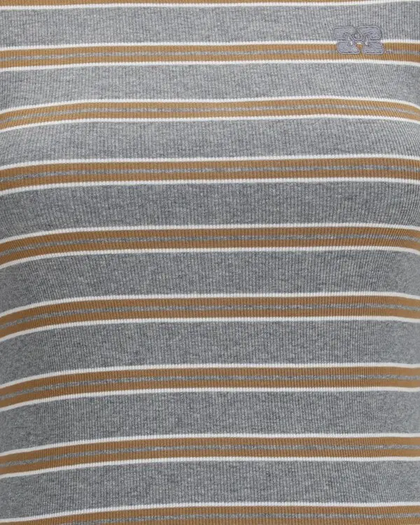 GANNI Double-sleeve Striped Cotton T-shirt Feale