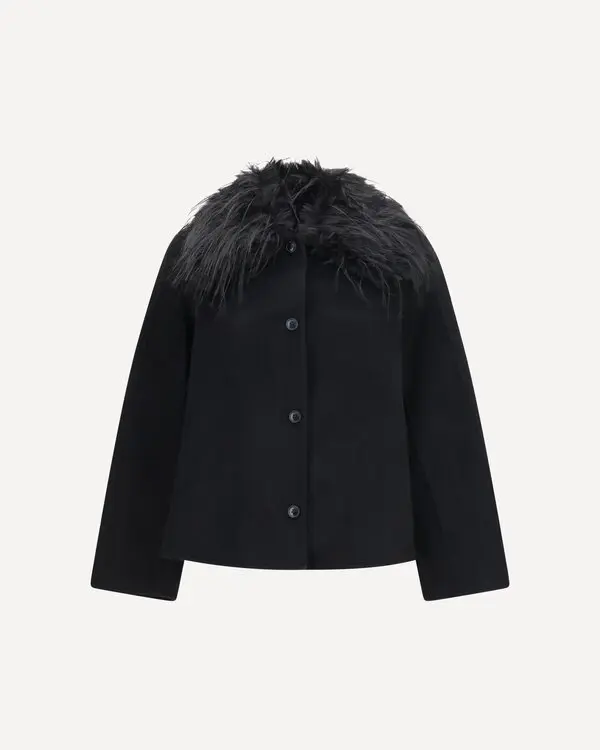 Loulou De Saison Rafe Jacket With Faux-fur Collar - Black