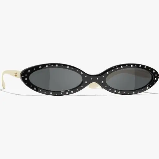 Chanel Oval Sunglasses - Black