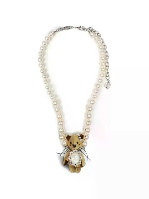 YVMIN Paradise Pearl-pendant Cat Necklace - Neutrals