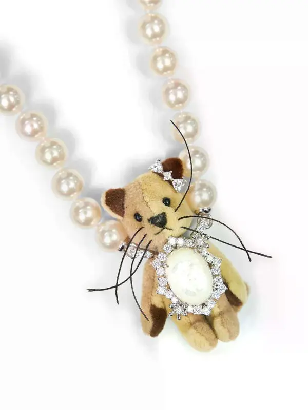 YVMIN Paradise Pearl-pendant Cat Necklace - Neutrals