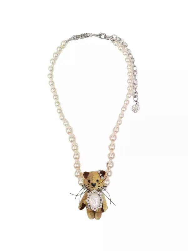 YVMIN Paradise Pearl-pendant Cat Necklace - Neutrals