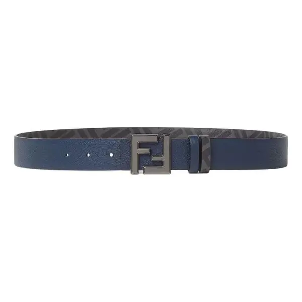 Fendi Ss26 Squared Ff Belt 'blue Black - Blue/black