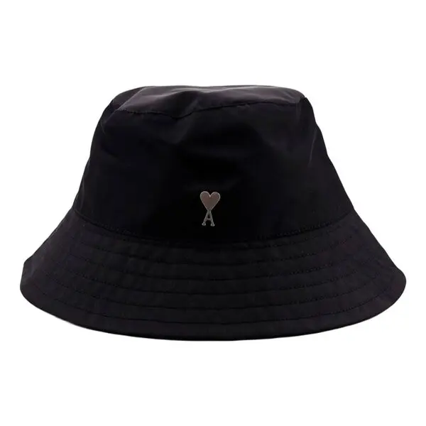 AMI Paris Ss26 De Coeur Stud Bucket Hat 'black Silver - Black/silver