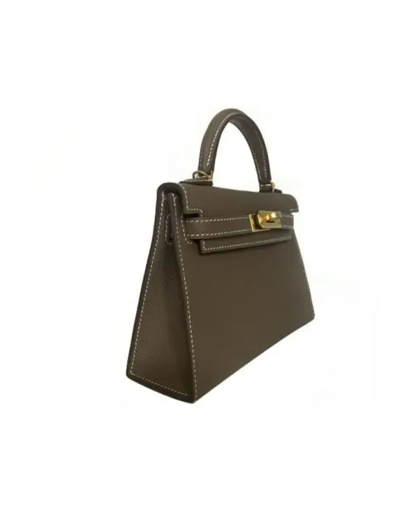 Hermès Elephant Gray Mini Kelly Second Generation Gold Buckle Handbag