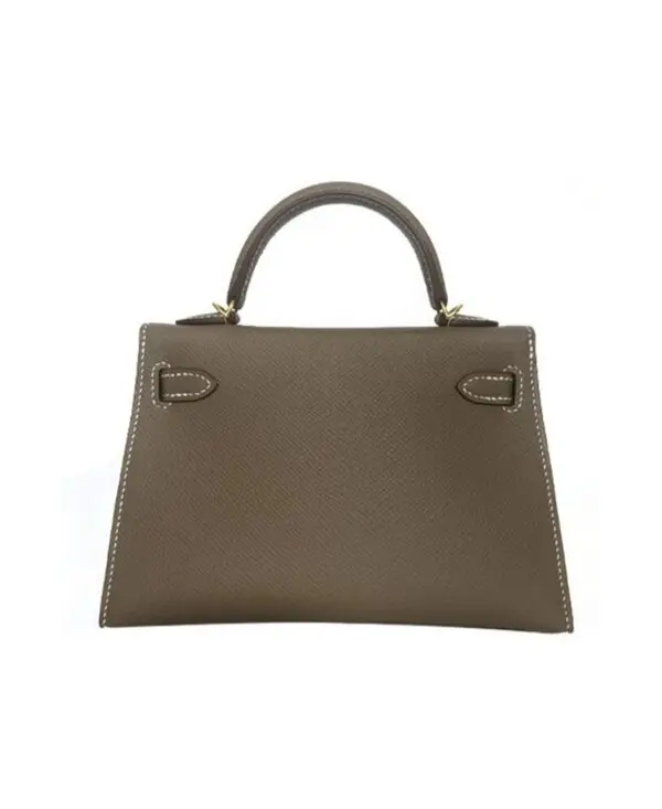 Hermès Elephant Gray Mini Kelly Second Generation Gold Buckle Handbag