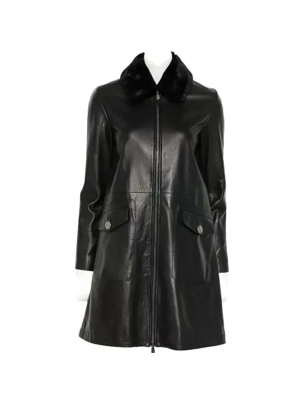 Bally Faux-fur Collar Leather Coat - Black