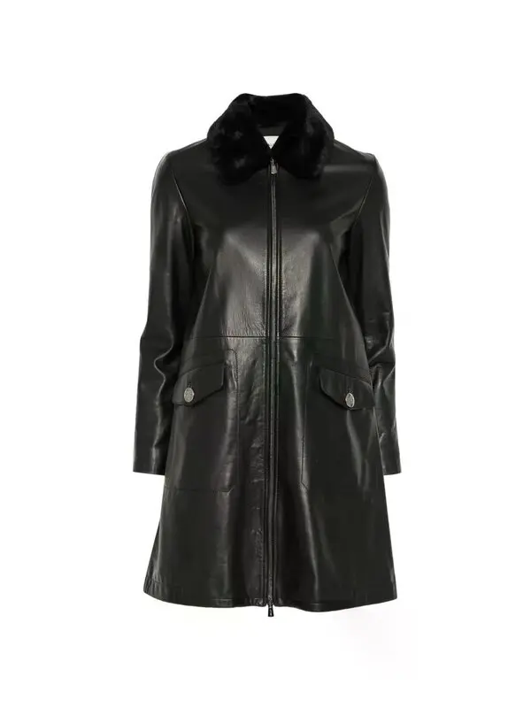 Bally Faux-fur Collar Leather Coat
