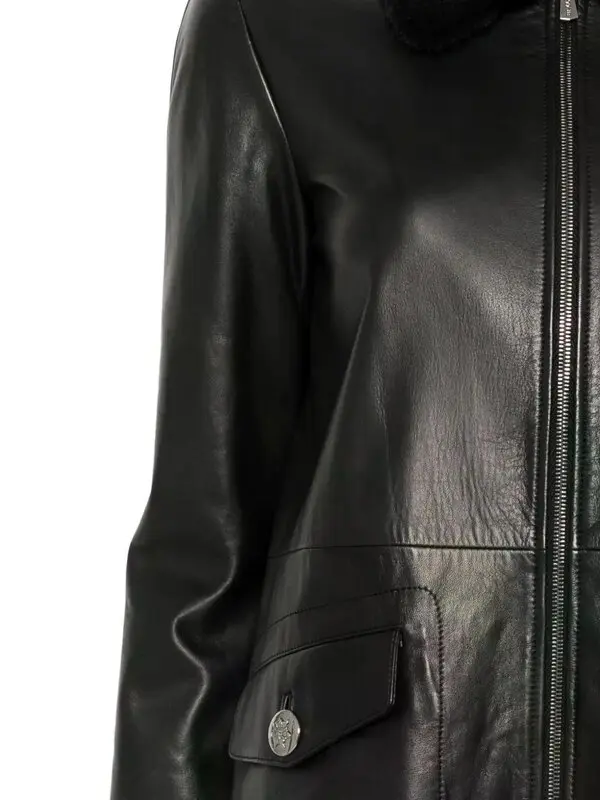 Bally Faux-fur Collar Leather Coat