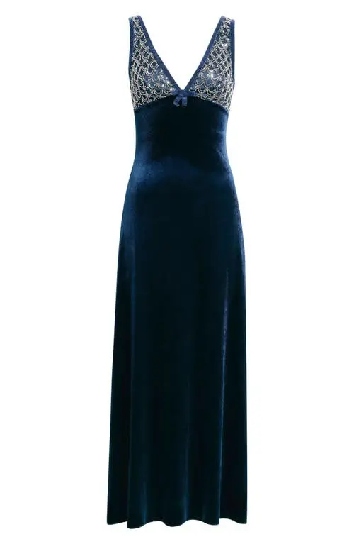 Saylor Serafina Sequin Sleeveless Velvet Gown