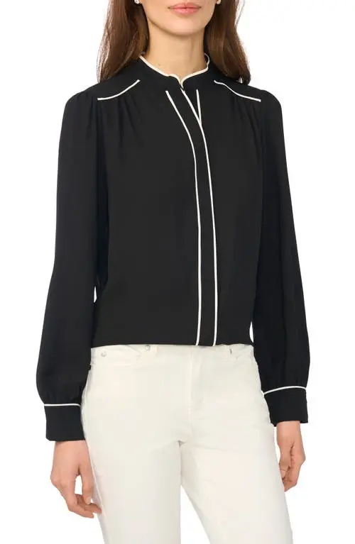 CECE DUPRAZ Piping Detail Long Sleeve Top
