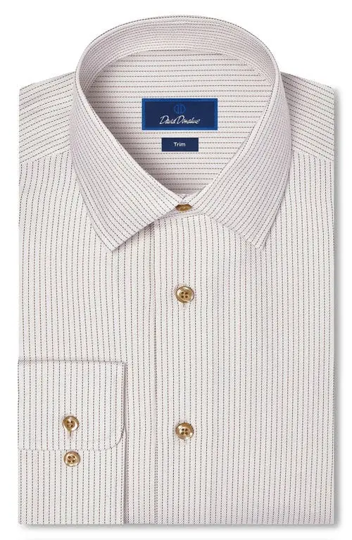 David Donahue Trim Fit Micro Stripe Cotton Dress Shirt - Dune