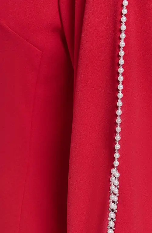 Karl Lagerfeld Paris Pearly Bead Scuba Crepe Sheath Dress - Admiral Red