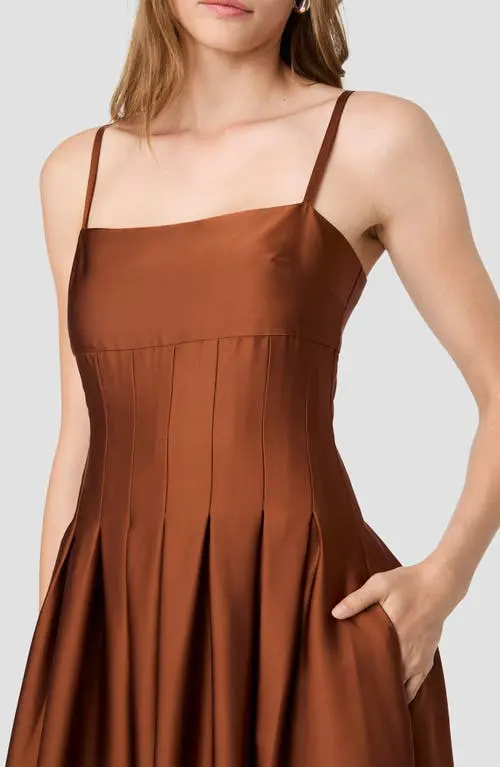 French Connection Pleated Sleeveless Satin Maxi Dress