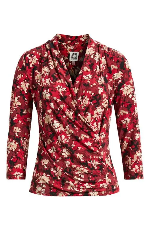 Anne Klein Print Faux Wrap Top