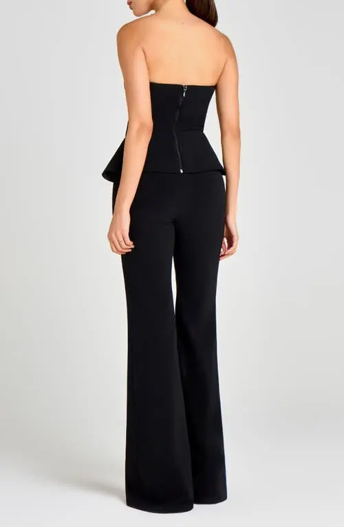 NADINE MERABI Taylor Satin Lapel Strapless Jumpsuit