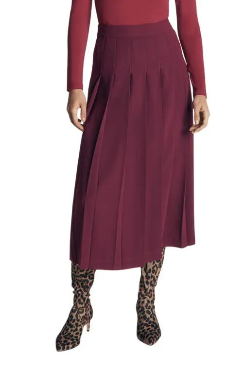 Boden Pleated Side Split Midi Skirt - Dark Cherry