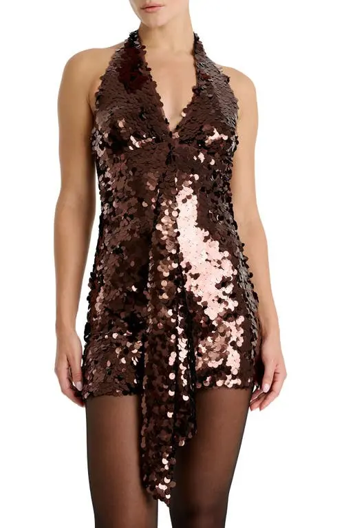 Bardot Avalee Paillette Halter Minidress
