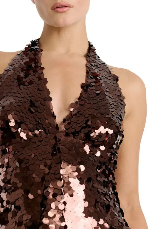 Bardot Avalee Paillette Halter Minidress