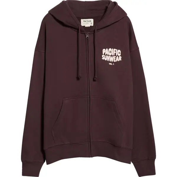 PACSUN Front Zip Hoodie - Brown