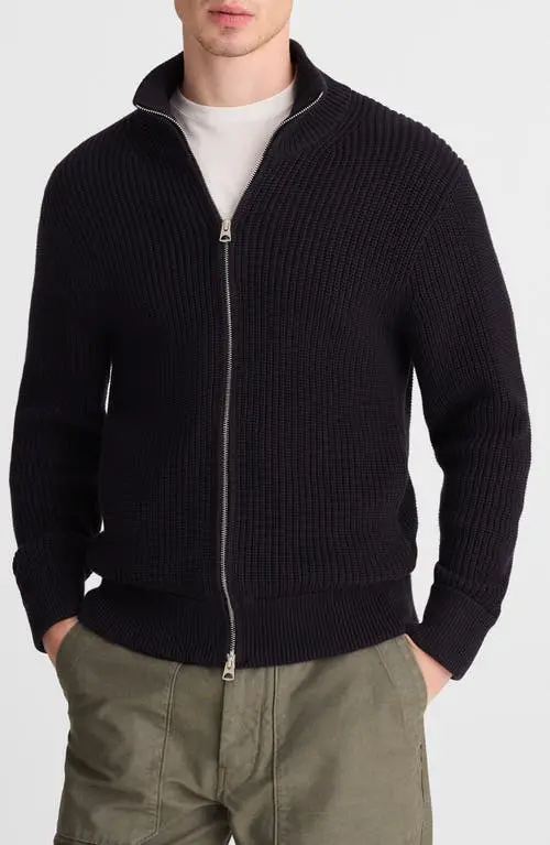 Madewell Shaker Stitch Full Zip Cotton Sweater
