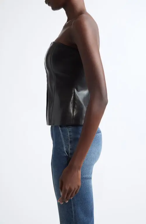 Alice + Olivia Pat Strapless Faux Leather Top