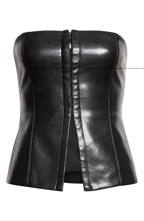Alice + Olivia Pat Strapless Faux Leather Top