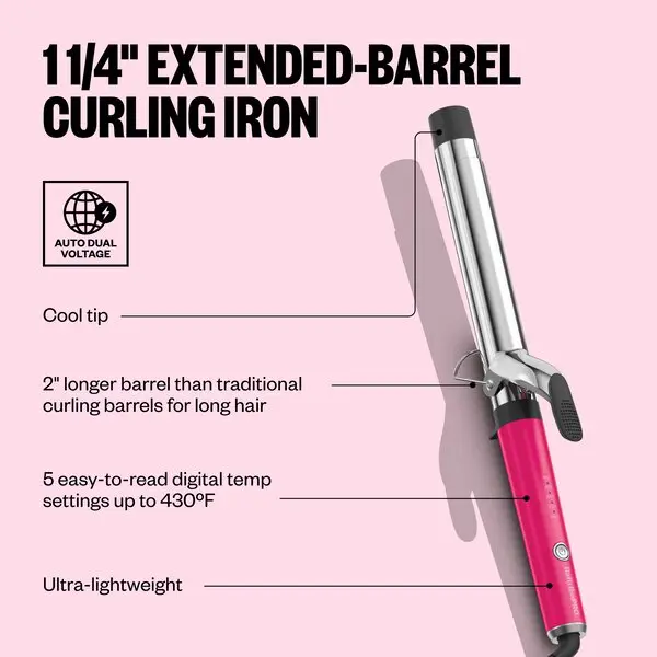 BABYLISSPRO Limited Edition Hot Pink Extended-barrel Curling Iron