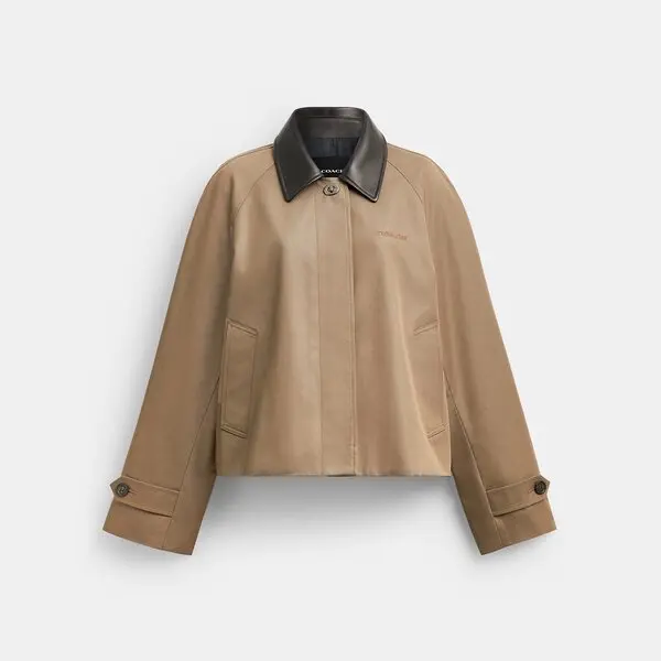 COACH OUTLET Swing Trench Coat With Leather Collar - Mud