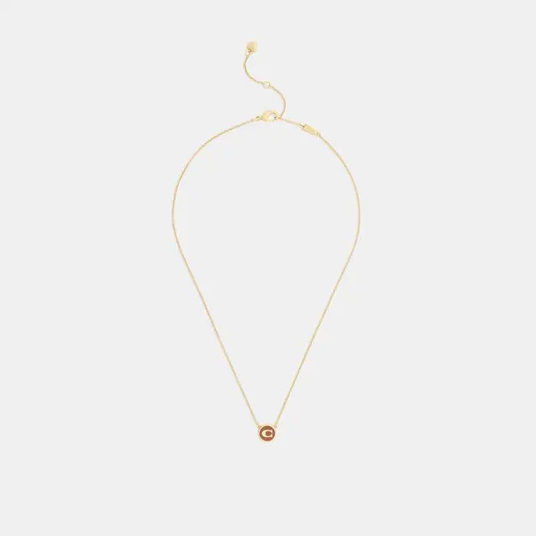 COACH OUTLET Signature Enamel Coin Pendant Necklace